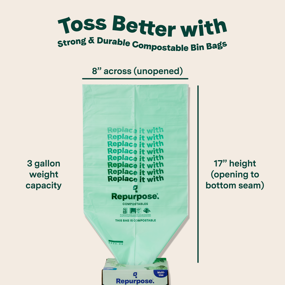 Compostable Small Bin Bag (3 gal) – Repurpose